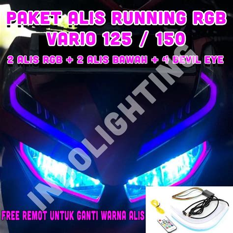 Jual PAKETAN LED ALIS RGB VARIO 125 150 LAMPU ALIS RUNNING BONUS DEVIL EYE TIDAK BERBINTIK LAMPU