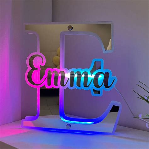Personalized Mirror Lamp Customized Name And Initials Cool Christmas T
