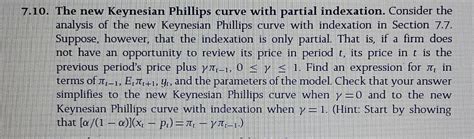 Solved 7 10 The New Keynesian Phillips Curve With Partial