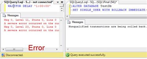 Sql Server Difference Between Rollback Immediate And With Nowait During Alter Database Sql