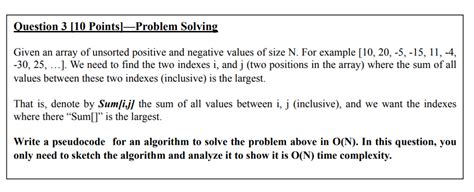 Solved Question 3 10 Pointsl Problem Solving Given An Array Chegg Com