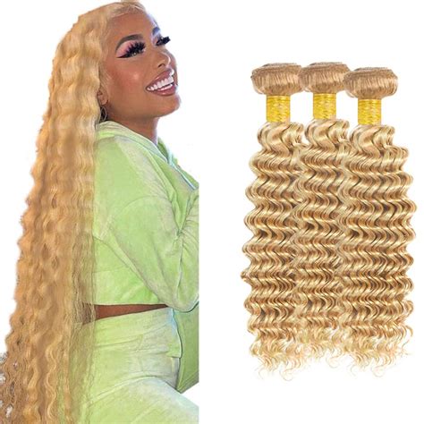 30 32 34 Inch 27613 Human Hair Bundles 613 Blonde Deep