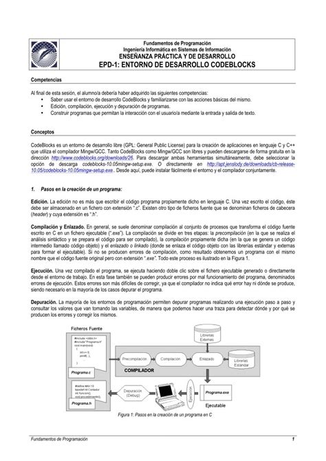 Pdf De Programación Entorno De Desarrollo Codeblocks