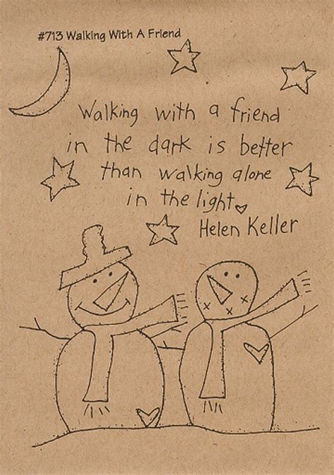 Primitive Stitchery Pattern Folk Art Walking With A Friend Etsy