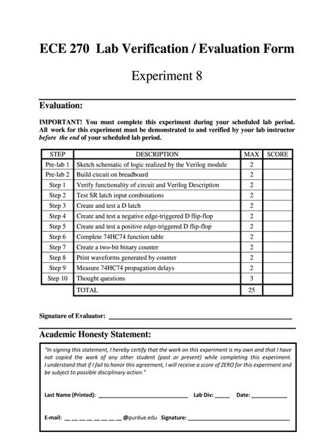 Fillable Online Ece 270 Lab Verification Evaluation Form Fax Email Print Pdffiller