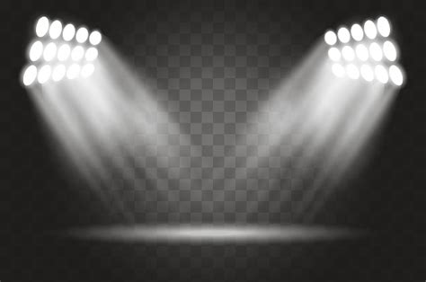 경기장 조명은 투명한 배경에 효과 스포트라이트 사실적인 벡터 일러스트레이션 스타디움에 대한 스톡 벡터 아트 및 기타 이미지 스타디움 플러드라이트