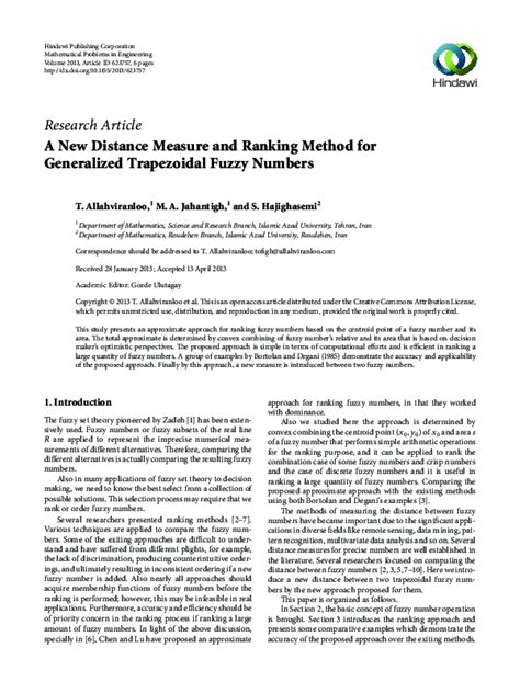 Pdf A New Distance Measure And Ranking Method For Generalized