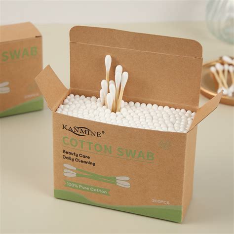 Biodegradable Paper Box Bamboo Cotton Swabs 100200 Count Kanmine