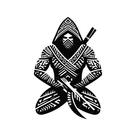 Assasin Silhouete With Polynesian Ethnic Pattern Illustration Premium Ai Generated Vector