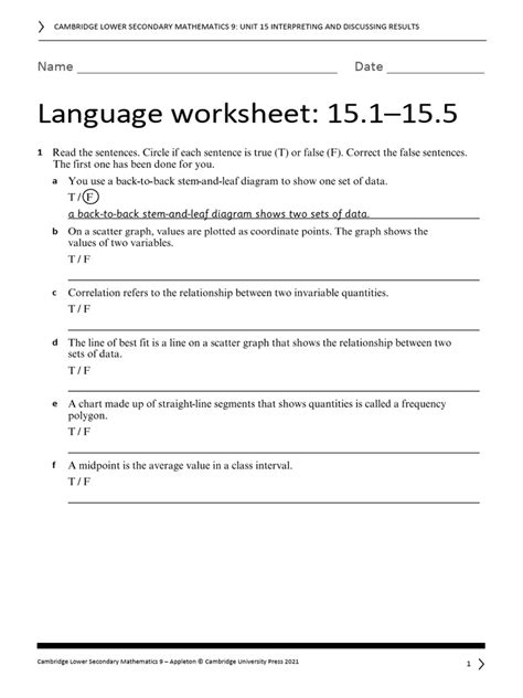 Unit 15 Language Worksheet 1 151 155 Pdf