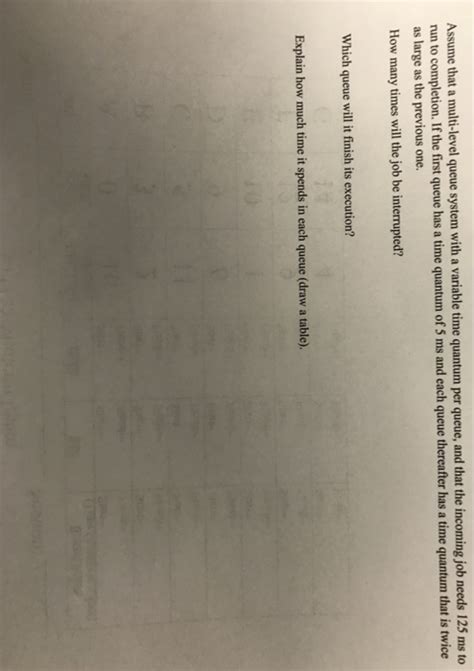 Solved Assume That A Multi Level Queue System With A