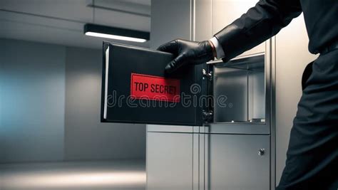 Top Secret Classified Document In Black Folder Being Stolen From Office