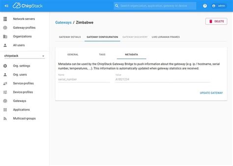 Send Gateway Metadata To Aplication Server ChirpStack Application Server ChirpStack