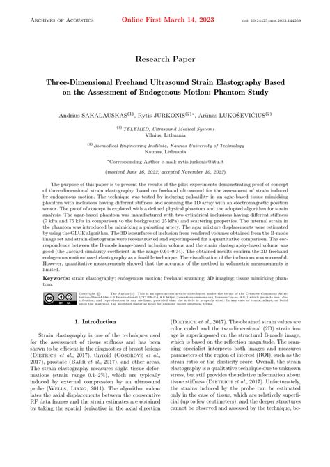 Pdf Three Dimensional Freehand Ultrasound Strain Elastography Based On The Assessment Of