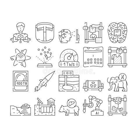 Future Technology Digital Data Icons Set Vector Stock Vector Illustration Of Vector Icons