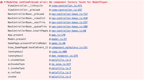 Modalcontroller Modalcmp Ionviewpreload Error No Component Factory