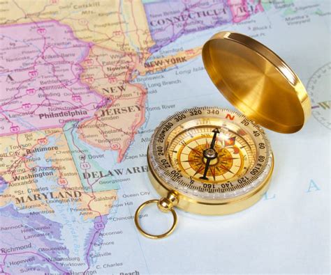 Travel Destination United States Ancient Map With Vintage Compass