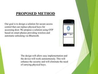 OTP BASED SMART LOCK SYSTEM USING GSM MODULE PPTX