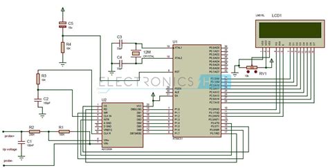 circuit diagram of digital voltmeter using 8051 microcontroller
