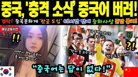 해외감동사연 한글 채택 하지 않으면 중국의 미래가 어둡습니다 중국이 한자 대신 한글을 양심있는 언어학자의 발표에 중국