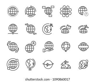 Set World Map Vector Line Icons Stock Vector Royalty Free 1235452384 Shutterstock
