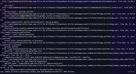 Amazon Web Services Aws Sam Build Failing Npmexecutionerror Code 255