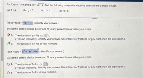 Solved Find F O F And G O G And Their Domains Chegg Com