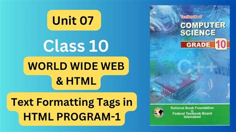 Computer Science Class 10 Chapter 7 Html Class 10 Text Formatting Tags In Html Write A