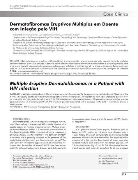 Pdf Multiple Eruptive Dermatofibromas In A Patient With Hiv Infection