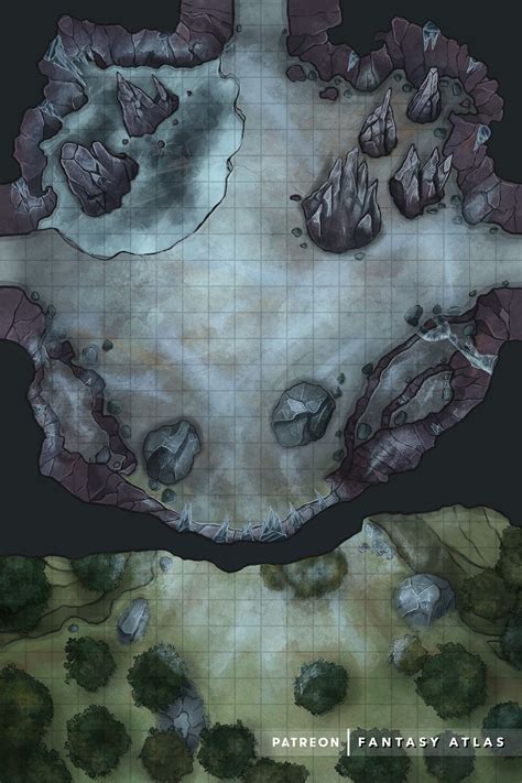 [oc] Frozen Cave Entrance Battle Map For Dnd Adventures