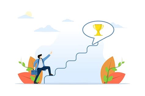 비즈니스에서 성공을 이끄는 동기 부여의 개념 성과나 수상은 직원들이 발전하고 성공하도록 격려합니다 우승 트로피를 잡기 위해