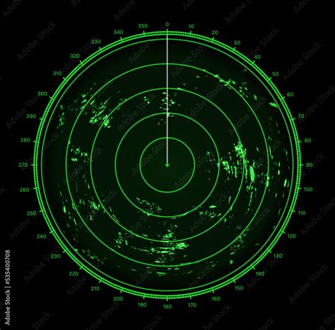 Ship Radar Or Sonar Screen Military Target And Aim Scan Circle Vector