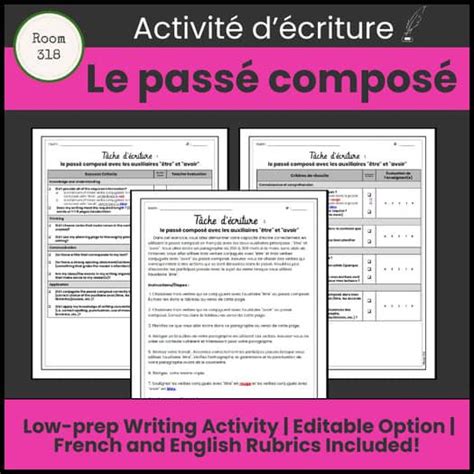 Le Passé Composé Avec être Et Avoir Grammaire Écriture Assessment In 2024