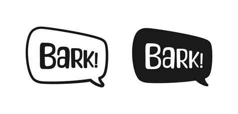 Bark Text In A Speech Bubble Balloon Outline And Silhouette Set