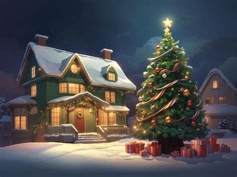 Premium Ai Image Illustration Christmas Tree Generative Ai