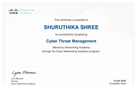 Cybersecurity Cisconetworkingacademy Continuouslearning Shuruthi Madesh