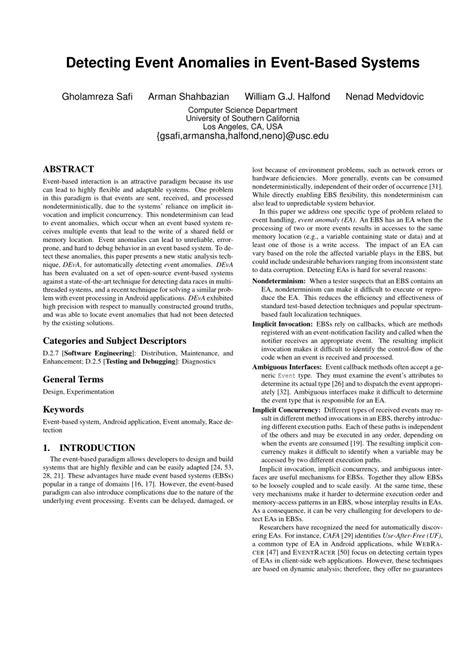 Pdf Detecting Event Anomalies In Event Based Systems