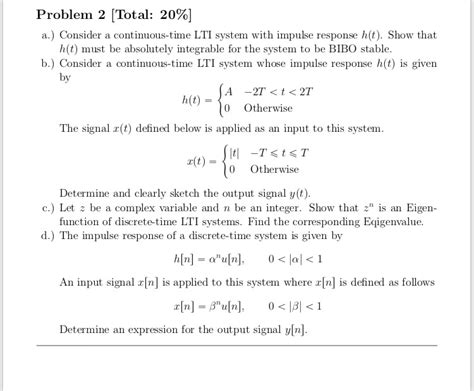 Solved Problem Total A Consider A Continuous Time Chegg