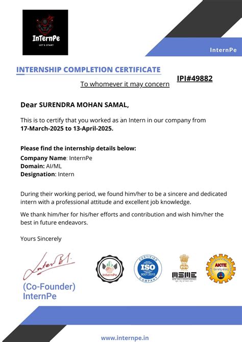 Internship Artificialintelligence Machinelearning Internpe Surendra Mohan Samal