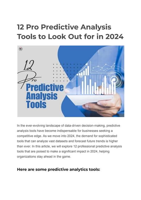 12 Pro Predictive Analysis Tools To Look Out For In 2024 Pdf
