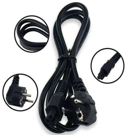 Eu Iec C5 Power Cable Cord 1m 2 Prong Clover Leaf Mains Cable Charger For Laptop Notebook