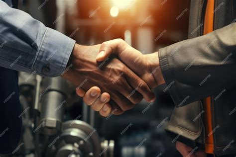 Industrial Collaboration Engineering Team Handshake Premium Ai Generated Image