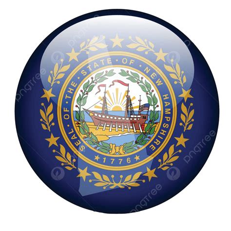 Flag Button Of Usas New Hampshire State With An Embedded Map Vector