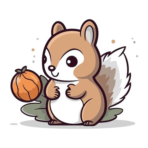Premium Vector Squirrel With Nut Vector Illustration Of A Cartoon Squirrel With Nut