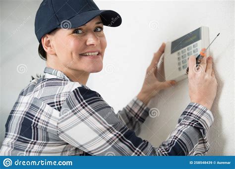 Woman Controls Thermostat Stock Image Image Of Conserve