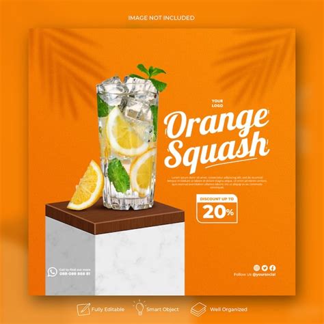 Premium Psd Orange Juice Drink Menu Social Media Post Template