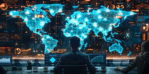 Real Time Data Breach Monitoring And Cybersecurity Control Center With World Map Concept