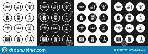 Set Drone Delivery Concept Robot Worker Robot 3d Scanning System Antenna Industrial Machine