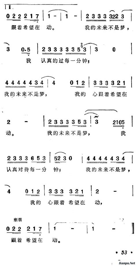 我的未来不是梦简谱张雨生原唱 歌谱 钢琴谱吉他谱 jianpu net 简谱之家