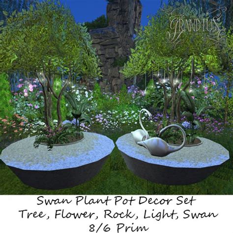 Second Life Marketplace Swan Plant Pot Decor Set